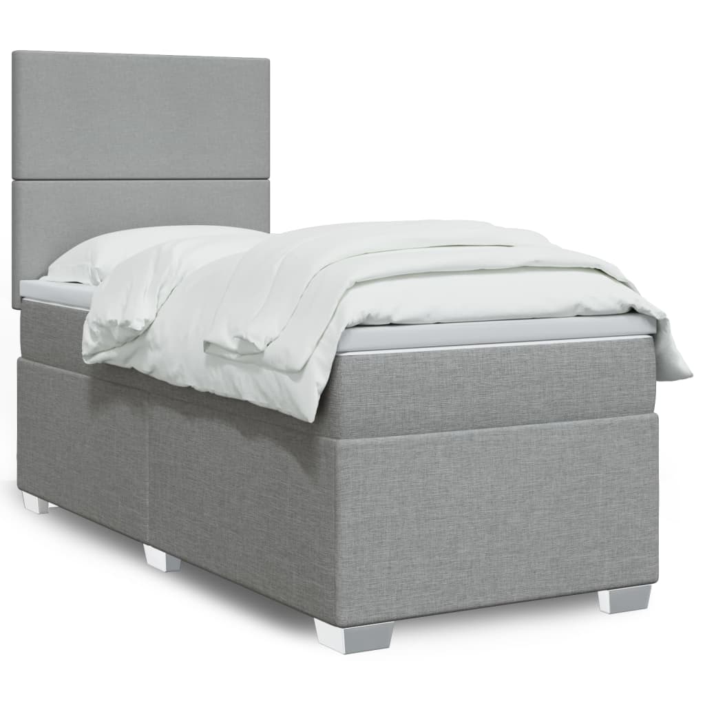 Cama box spring con colchón tela gris claro 80x200 cm | Leroy Merlin