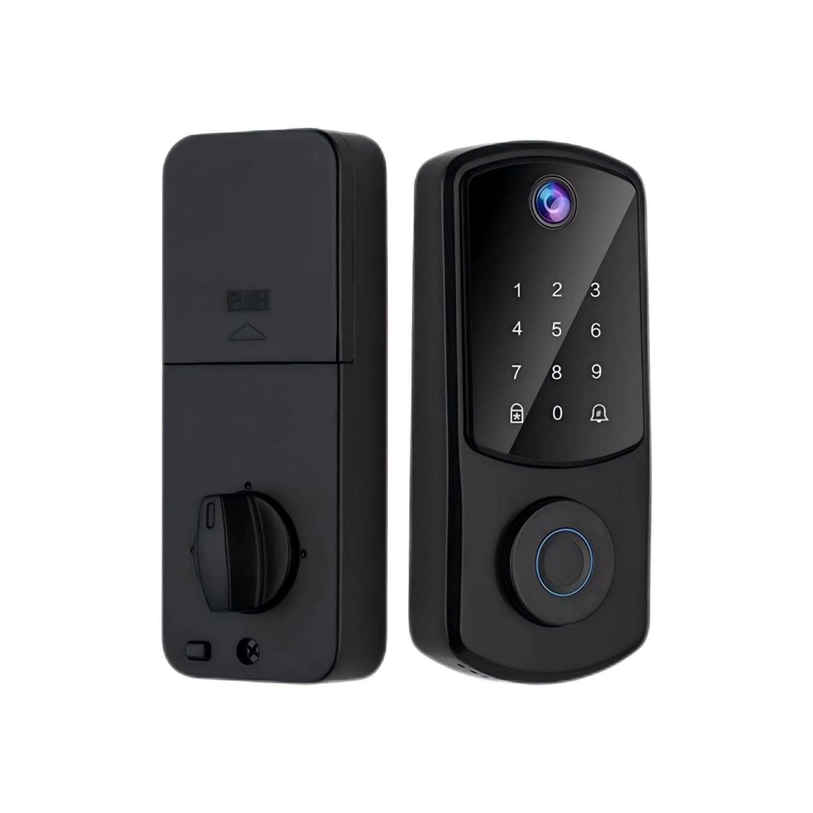Serrure de porte WiFi intelligente à empreintes digitales avec caméra ...