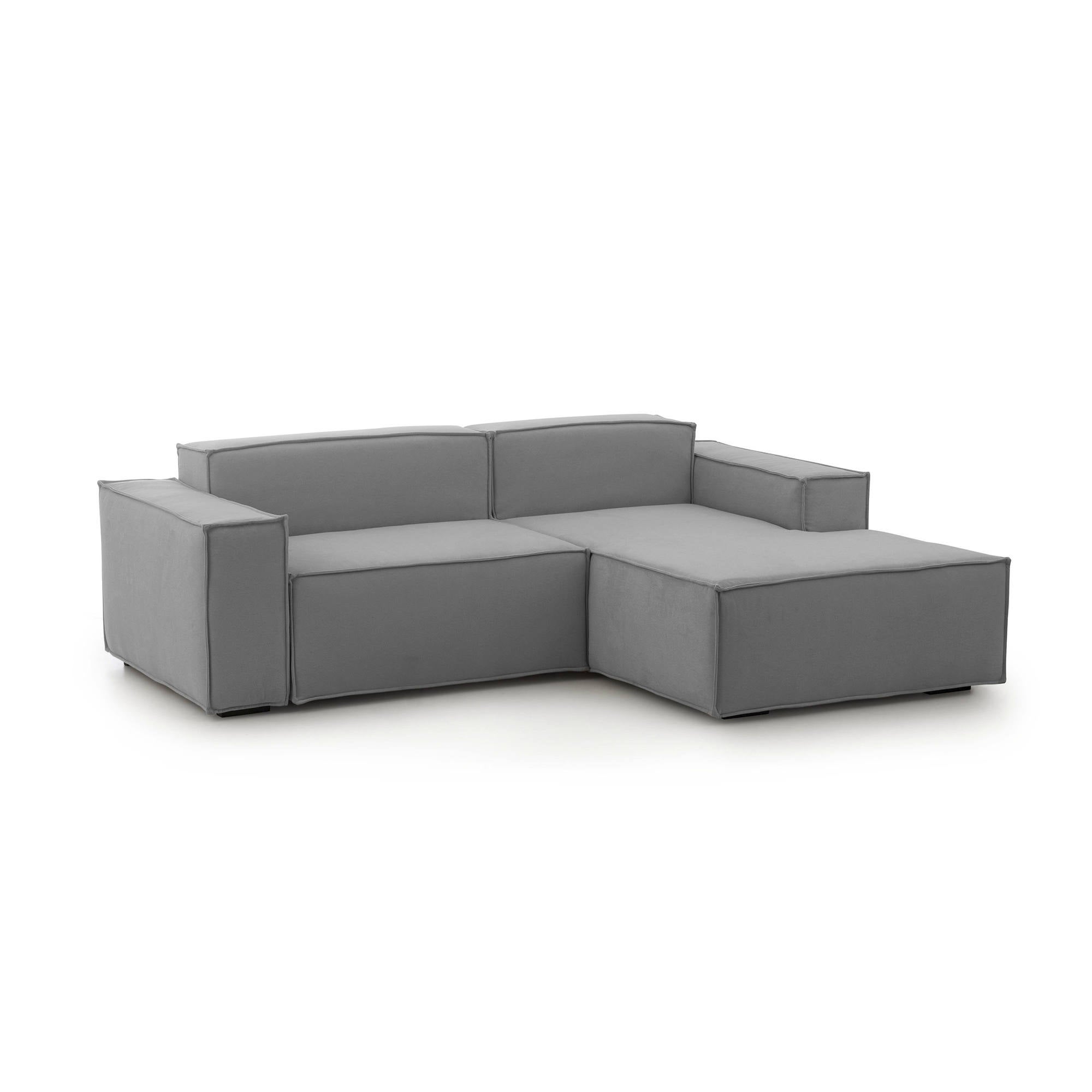 Sofá fijo con península Ameli, Sofá modular con chaise longue derecha, Sofá moderno de tela, 100 ...