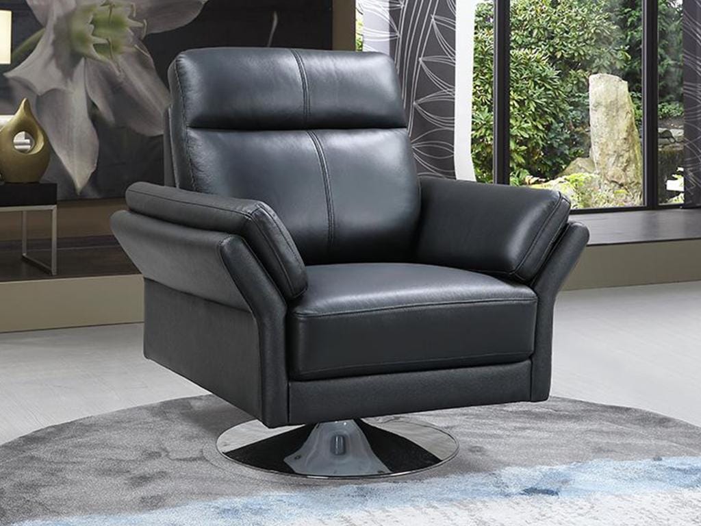 Fauteuil Pivotant En Cuir De Buffle Liceu Noir Leroy Merlin