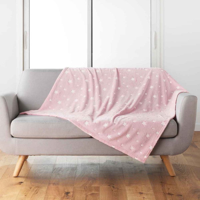 Plaid Phosphorescent "Fluo Night" 125x150cm Rose | Leroy Merlin