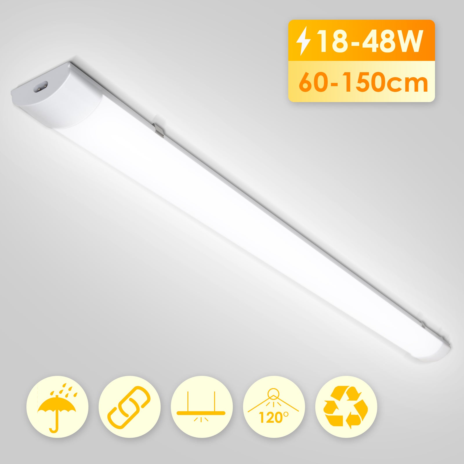 Réglette LED cuisine connectable 60cm 4000K blanc neutre 18W 1530lumen ...