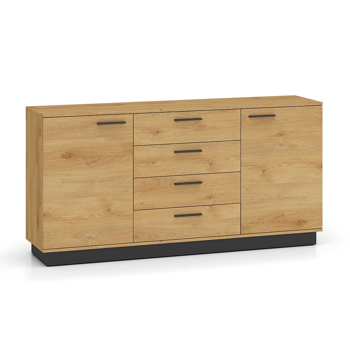Buffet 2 portes 4 tiroirs Ysia Bois et Noir | Leroy Merlin