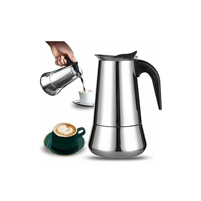 Cafetera Moka Pot Acero Inoxidable 9 Tazas Compatible con Todo Tipo de ...