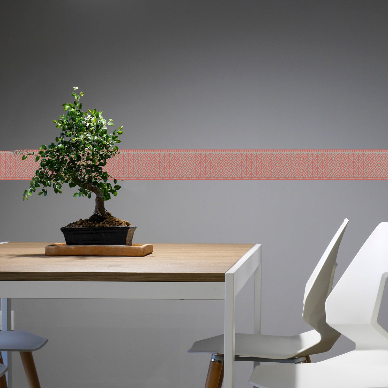 Frise décorative adhésive, frise rouge et grise motif végétal abstrait ...