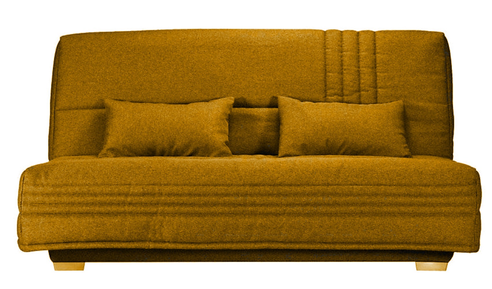 Canapé clic clac tissu avec rangement matelas Sofaconfort 17cm Parko 193cm-Couleur Jaune ambre ...