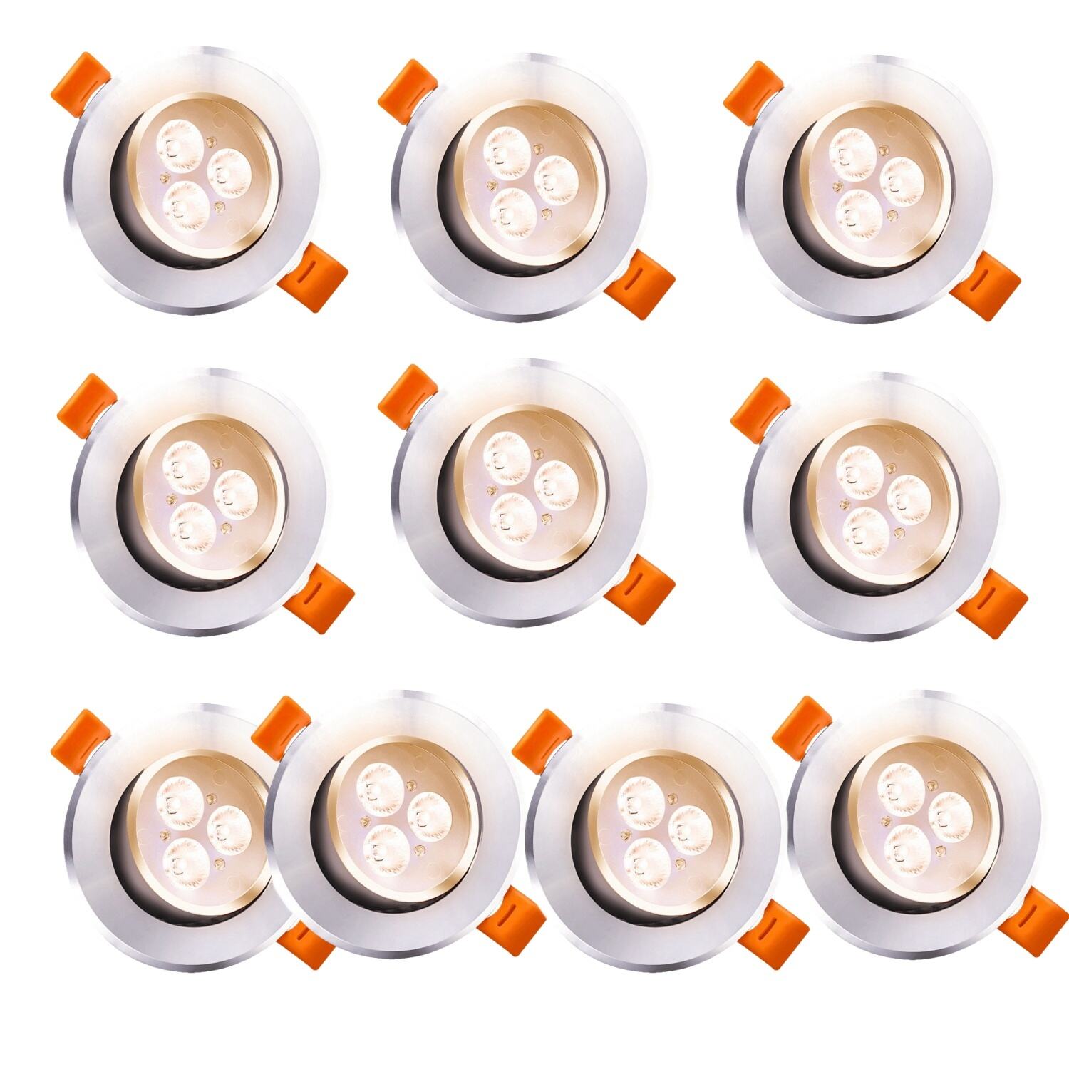 10 Piezas Focos de Empotrar LED Orientables 3W Blanco Cálido 3000K ...