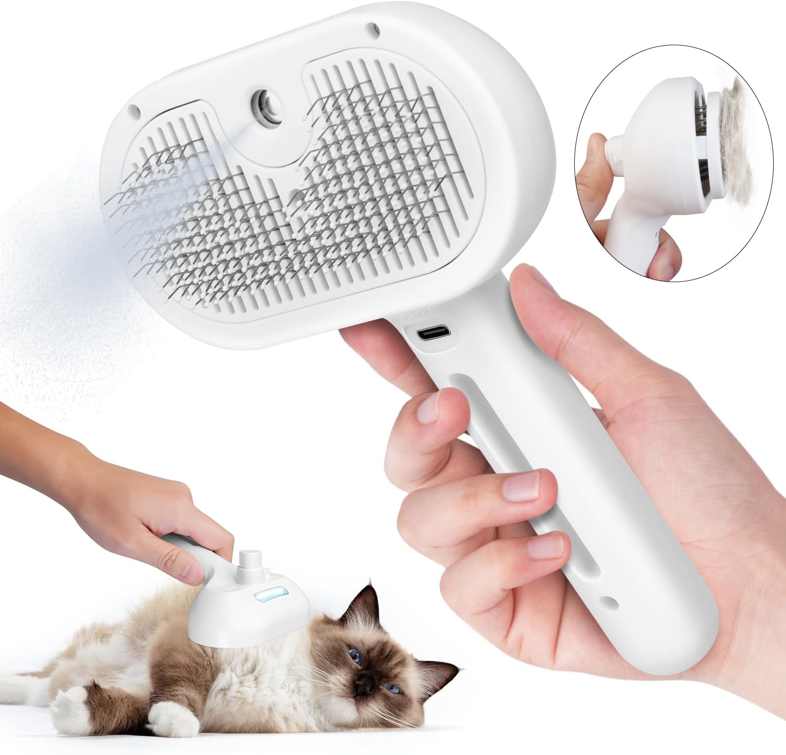 Brosse à vapeur pour chat, brosse à vapeur pour chats et chiens à poils ...
