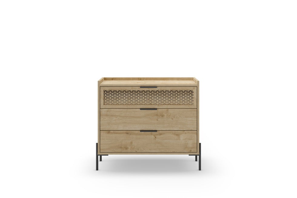 STERA - Commode 3 tiroirs 94cm -en mélamine - Chêne clair | Leroy Merlin