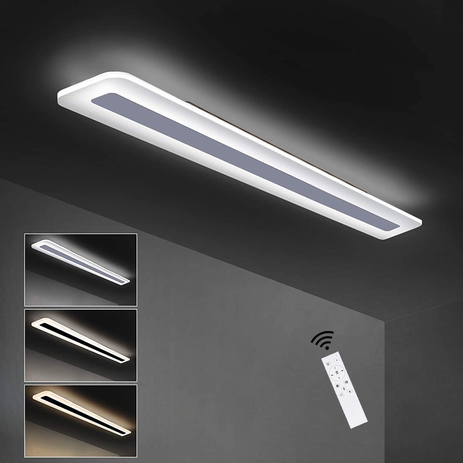 NETTLIFE Plafonnier LED Moderne 80CM Blanc Long Lampe de Dimmable avec ...