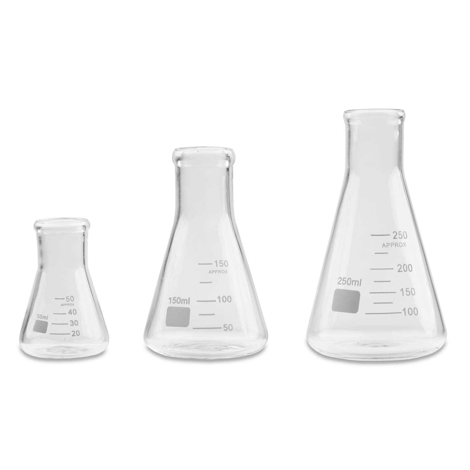 Material de vidrio de laboratorio - matraces Erlenmeyer - set de 3 ...