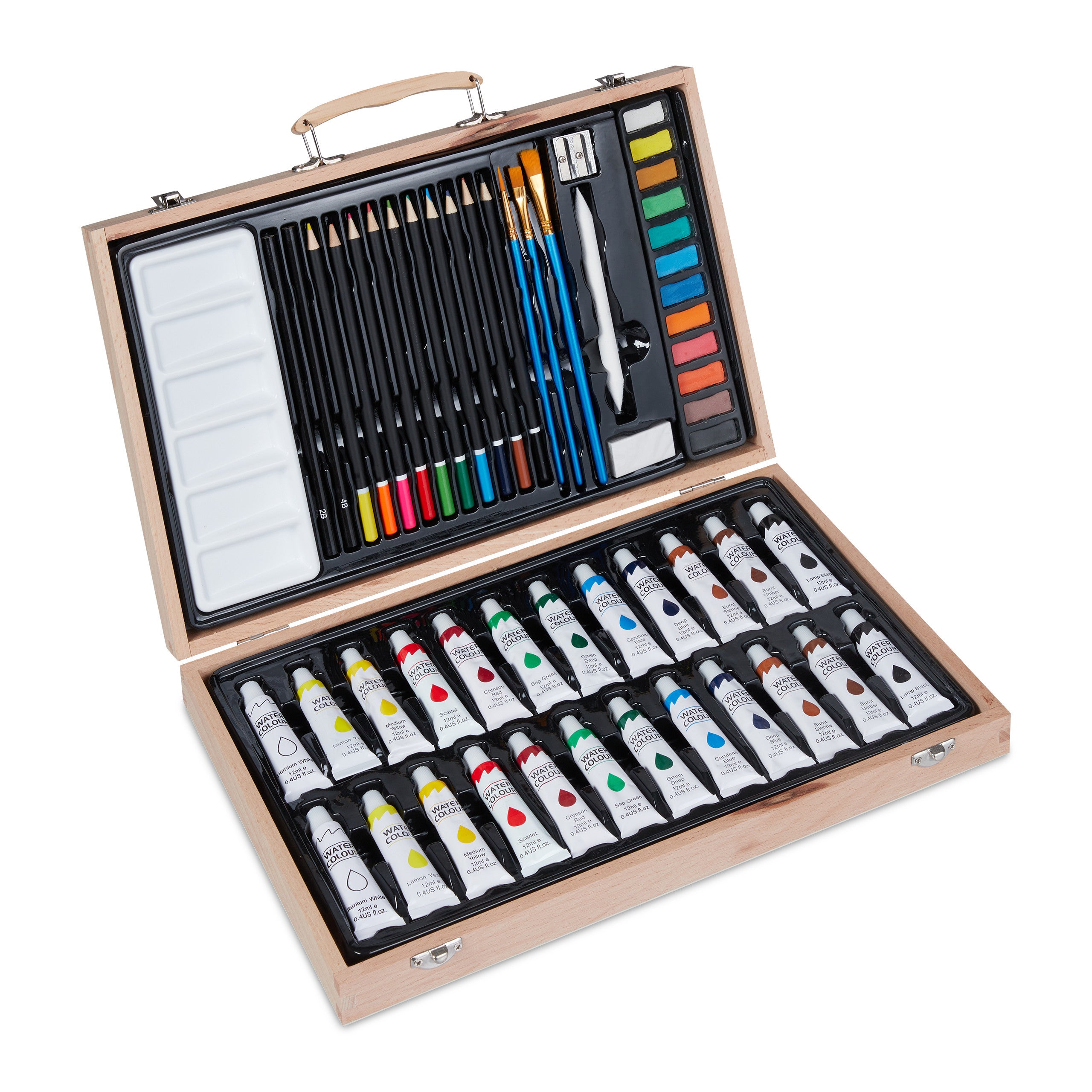 Relaxdays Coffret peinture, set dessin avec couleurs, crayons, pinceaux ...