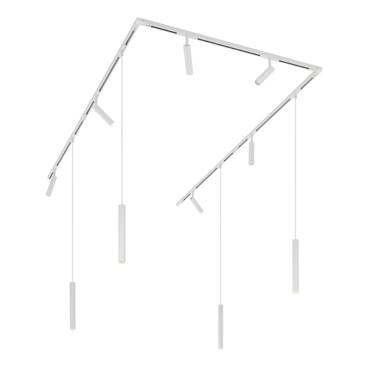 Système d'éclairage sur rail moderne avec 6 spots et 4 suspensions ...