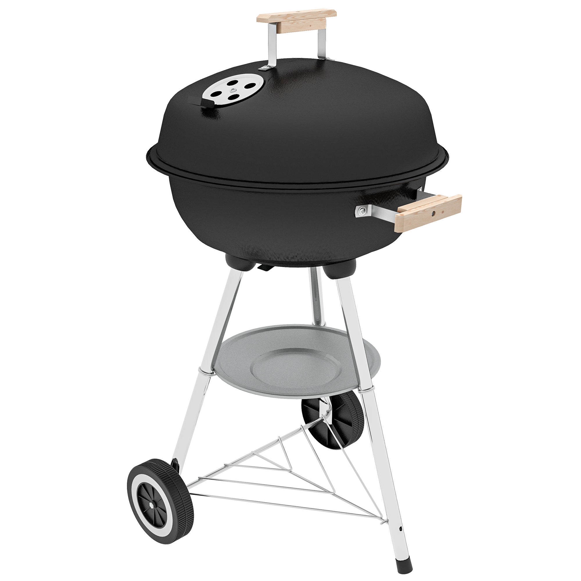 Barbecue à charbon BBQ rond avec couvercle roues et contrôle ...