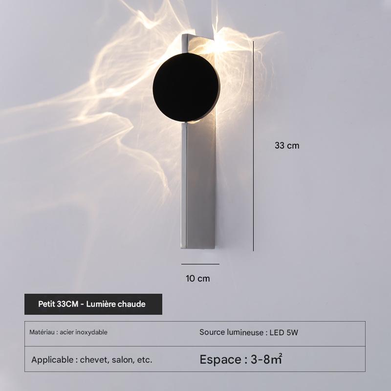Aplique de pared LED para salón, base de acero inoxidable negro ...