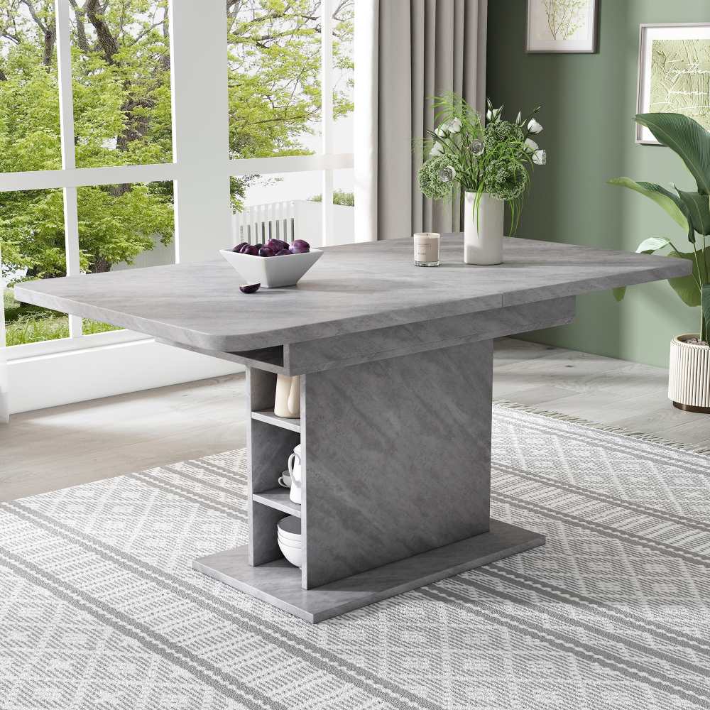 Table extensible multifonction avec rangement, design béton et ...