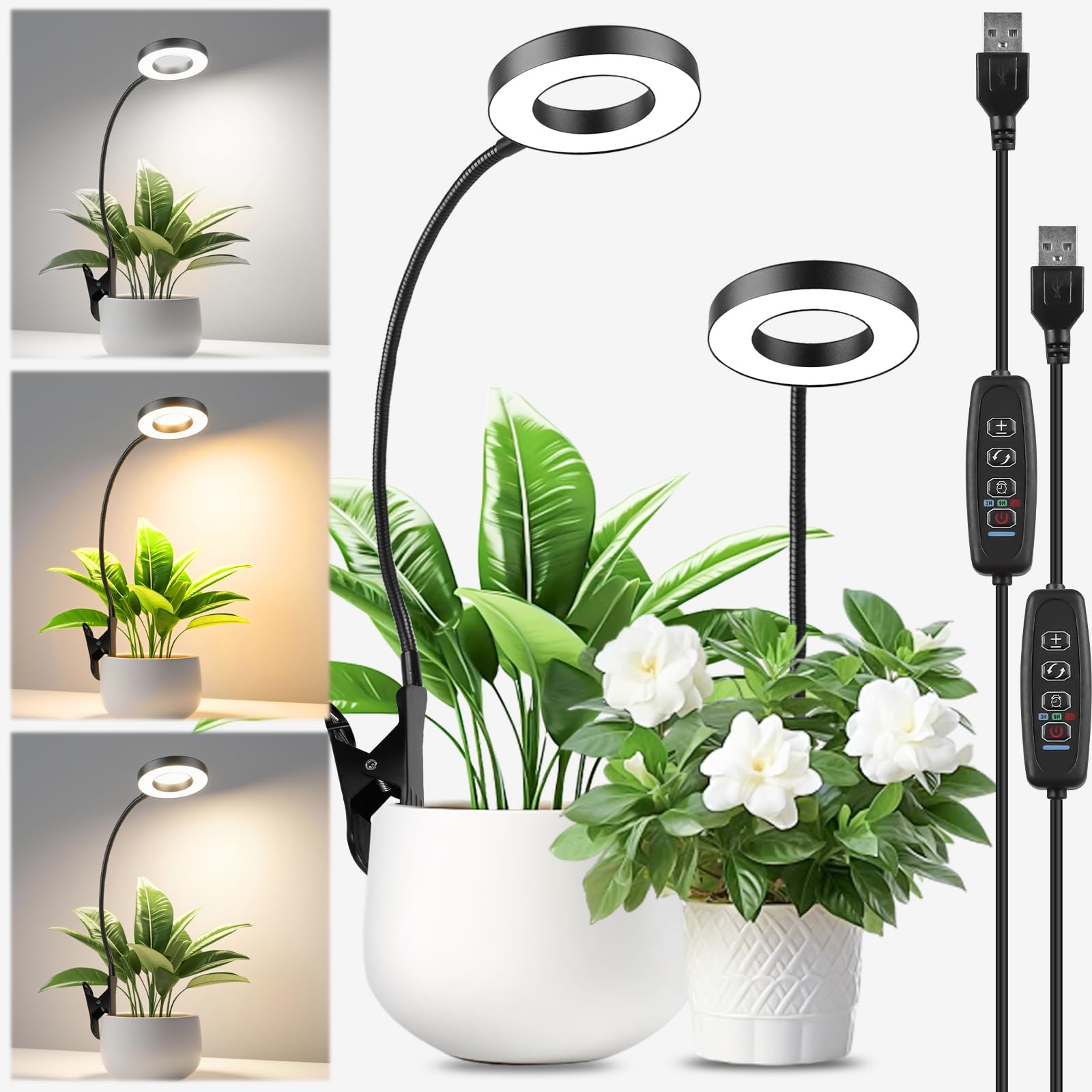 2 pièces de lampe pour plantes LED à spectre complet,lampe de ...
