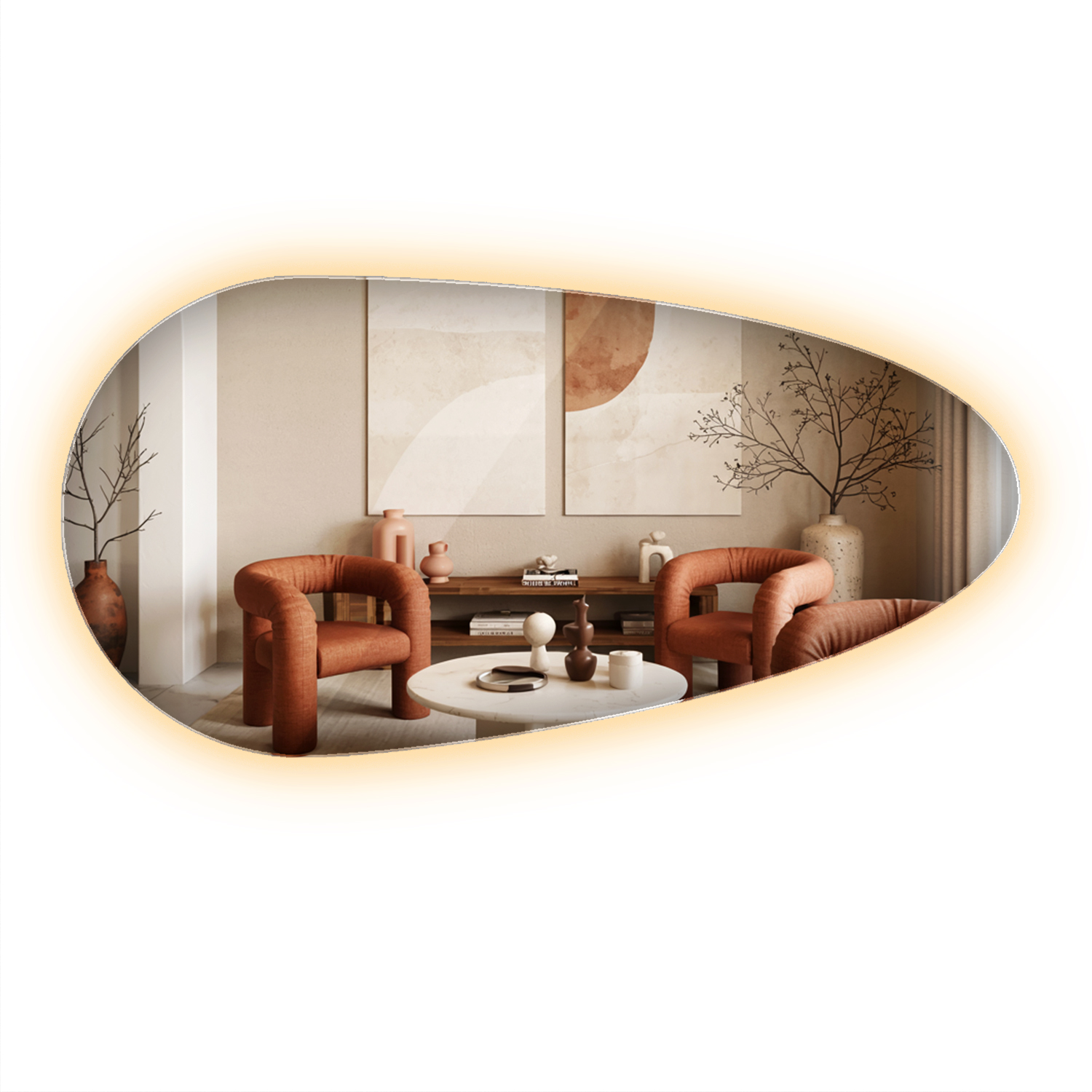 Miroir mural de style organique avec éclairage LED – Couleur chaude -35 ...