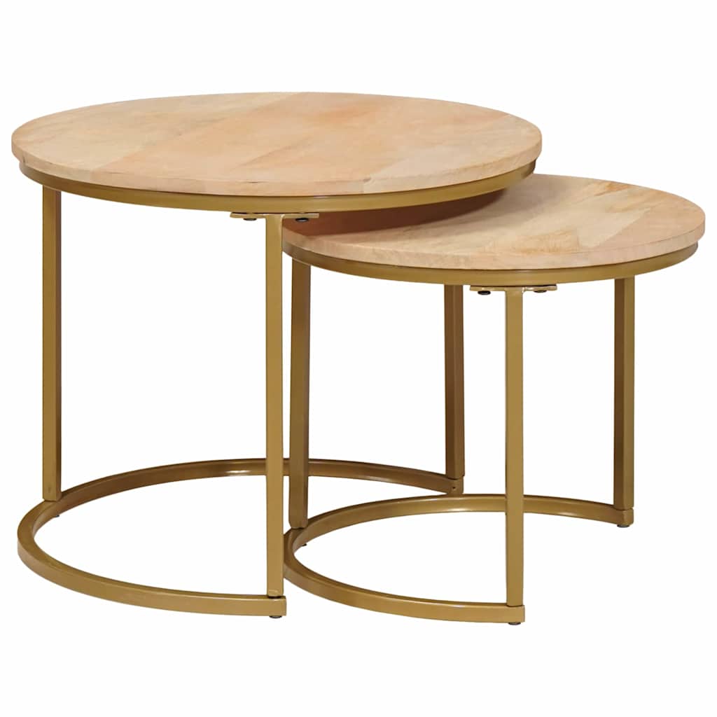Mesas de Café Nido 2 pcs Marrón Madera maciza de mango y acero vidaXL ...