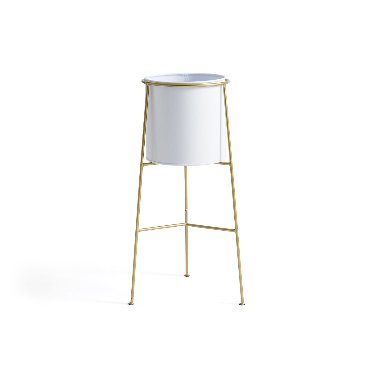 Cache-pot sur pied métal fer Ø22 cm Inaya - Blanc/laiton - taille ...