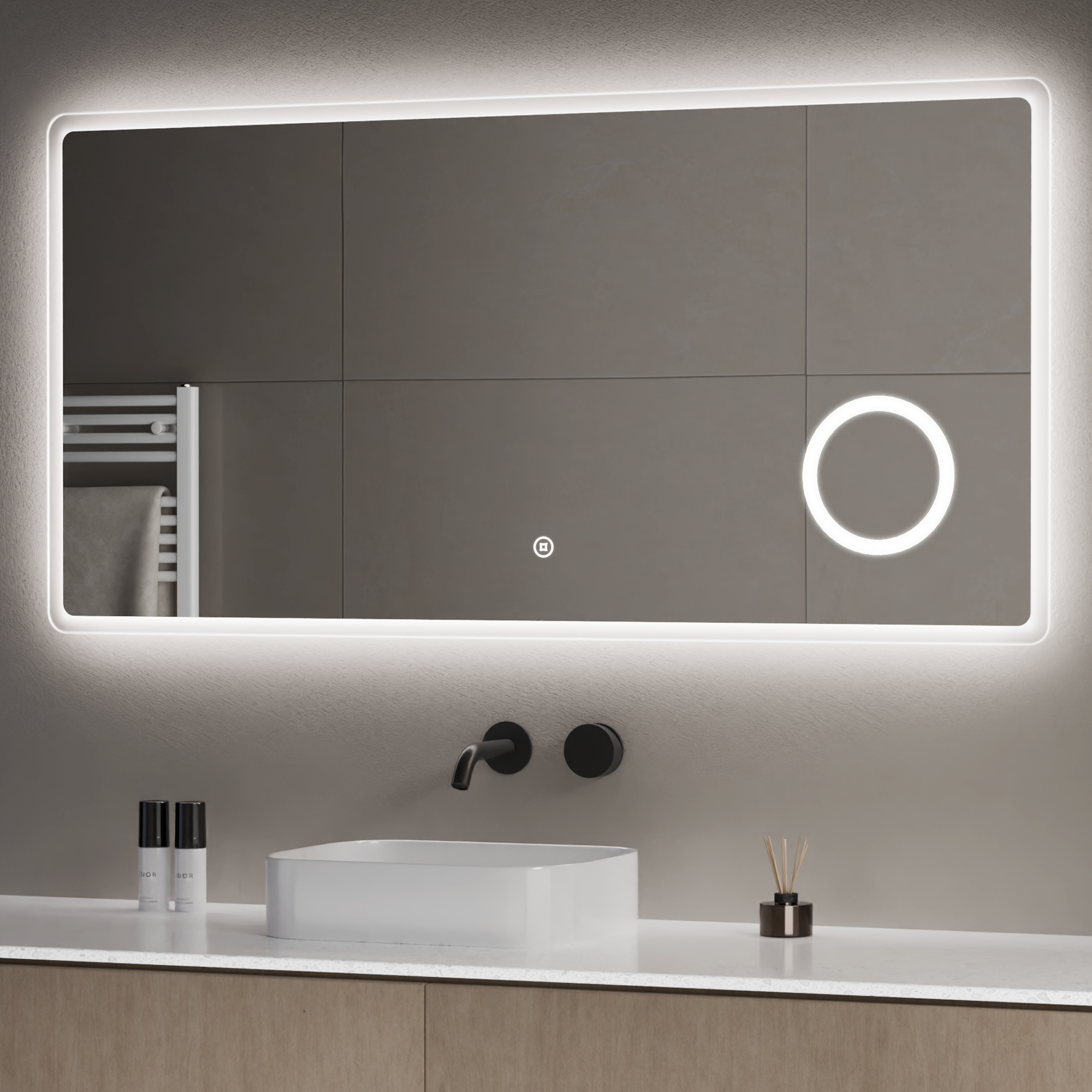 S'AFIELINA Espejo rectangular iluminado 3 aumentos+Luz blanca fría ...