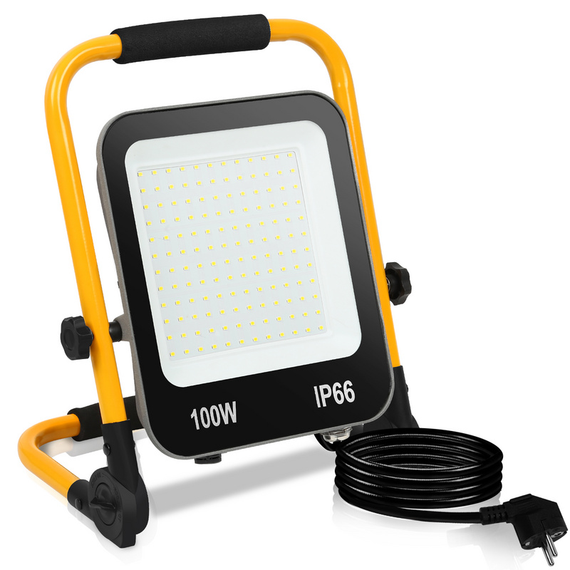 Foco LED con trípode IP66 foco exterior 100W blanco frío foco de obra ...