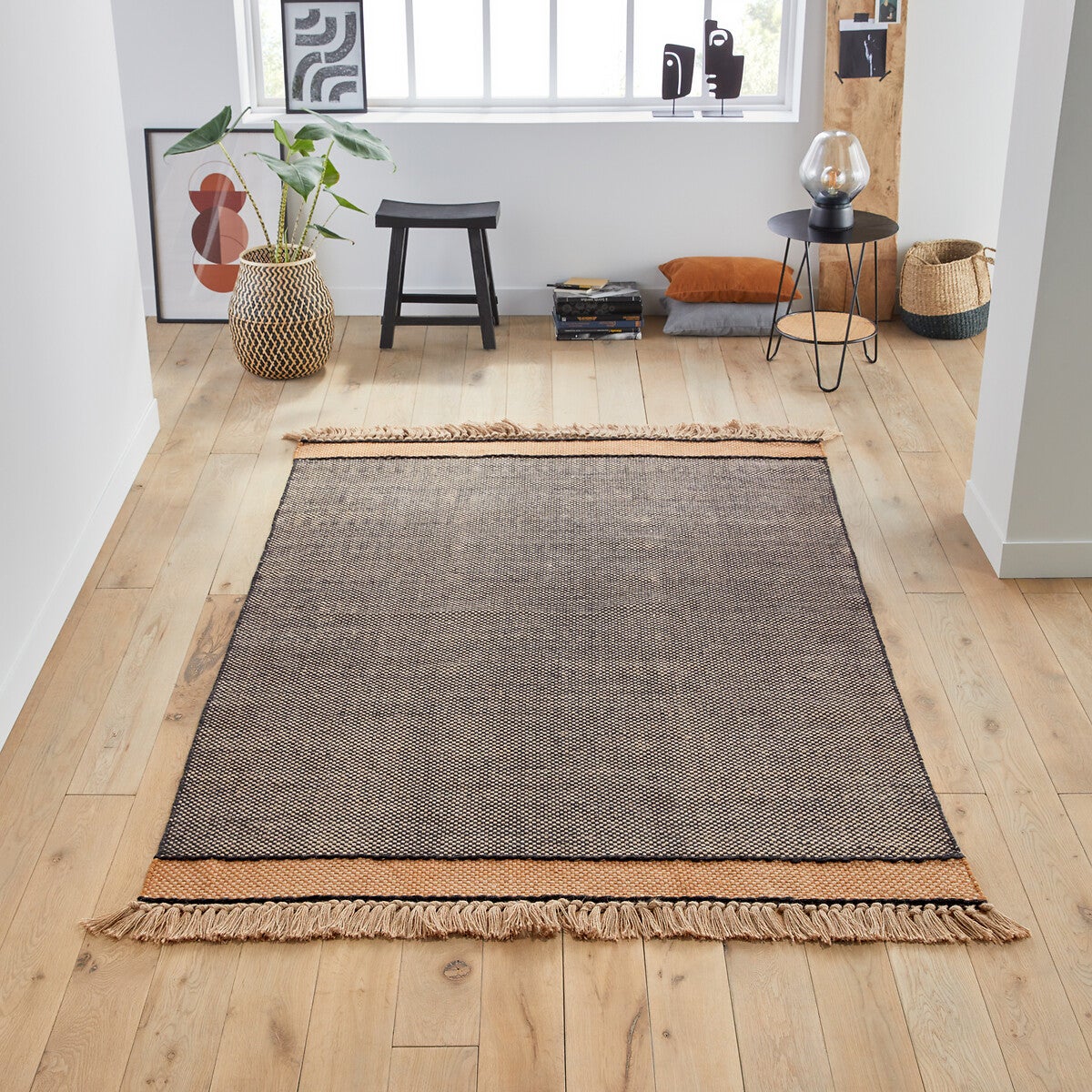 Tapis en jute, Ajow - Naturel/noir - 120 x 170 cm | Leroy Merlin