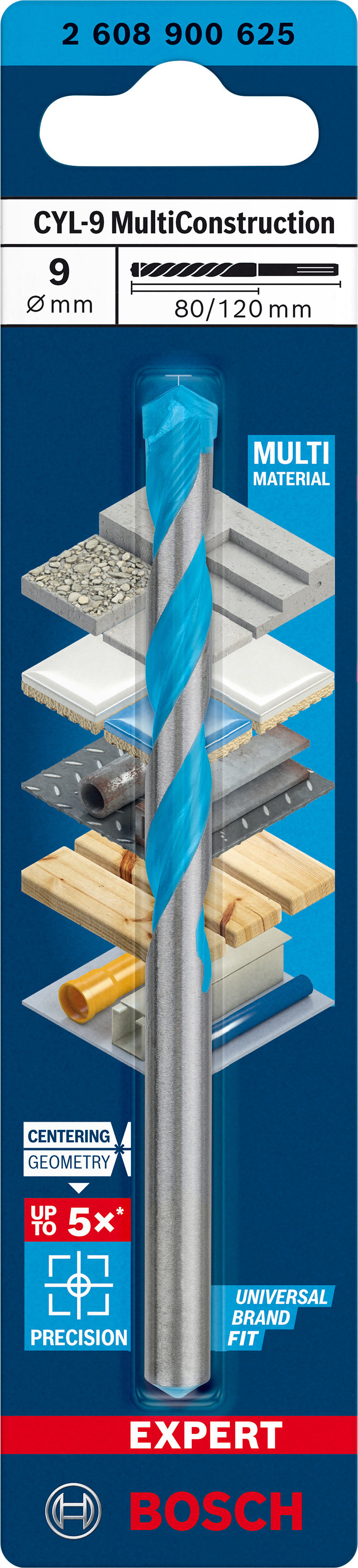 Ensemble de 5 Forets Multiconstruction Bosch CYL-9 9x80/120 mm | Leroy Merlin