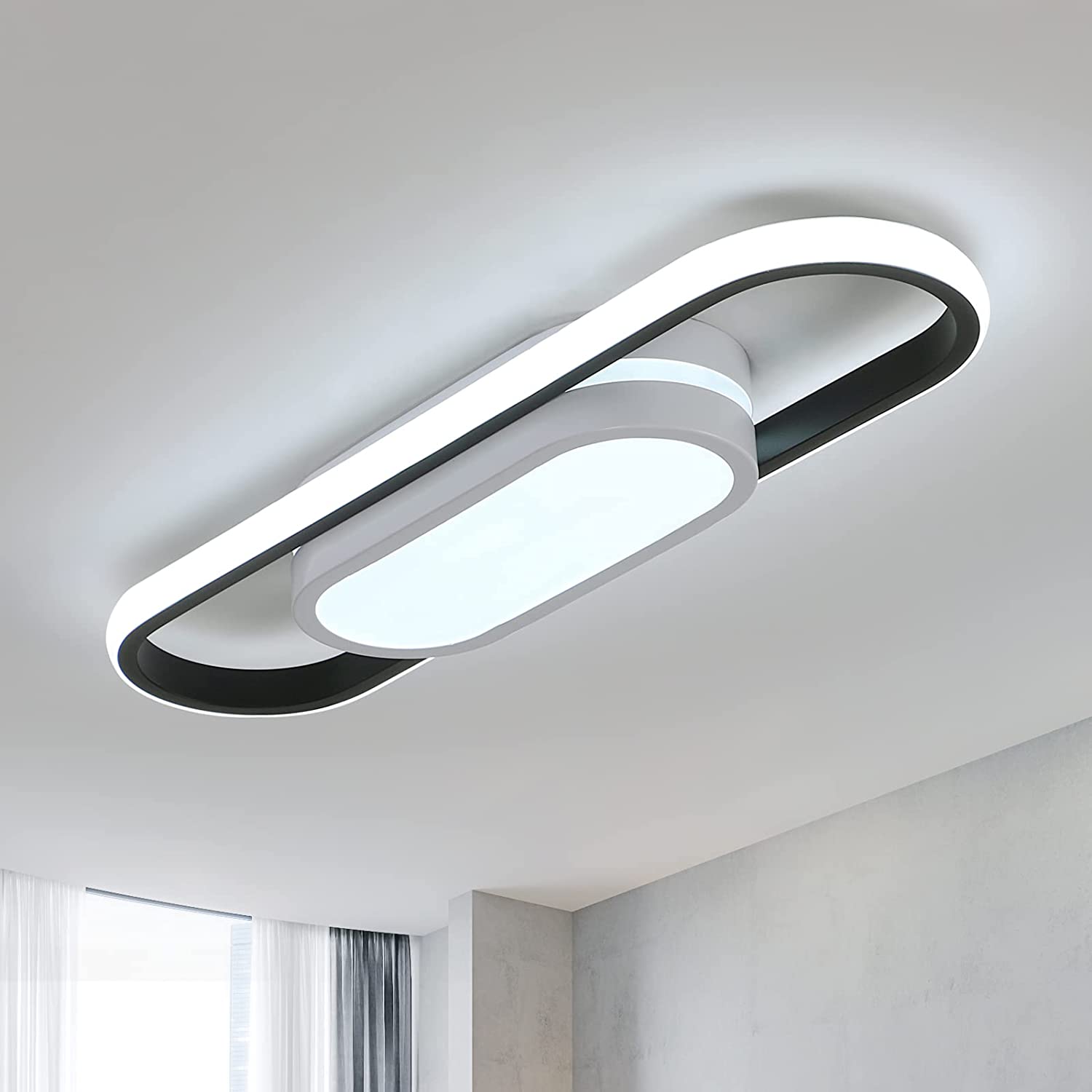 GOECO Plafonnier LED, plafonnier ovale en aluminium, plafonnier simple ...