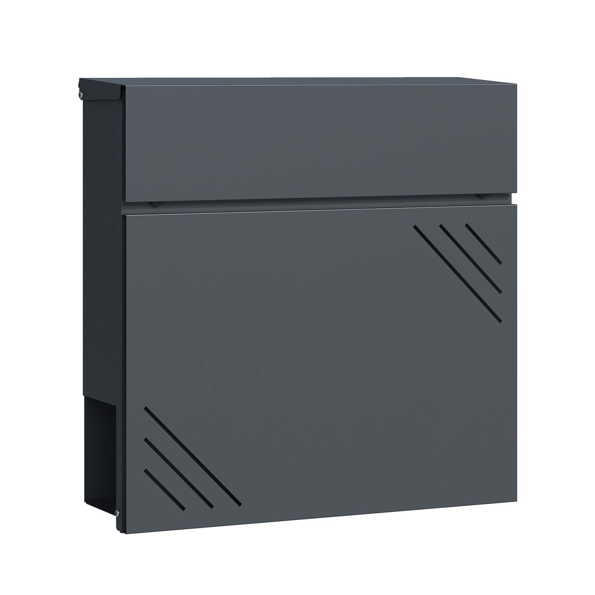 Wiltec Boîte aux lettres Anthracite V63 en acier 37 x 11 x 37 cm, boîte ...