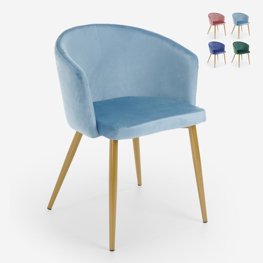 Chaise de salle à manger cuisine en velours moderne pieds dorés Patogu ...