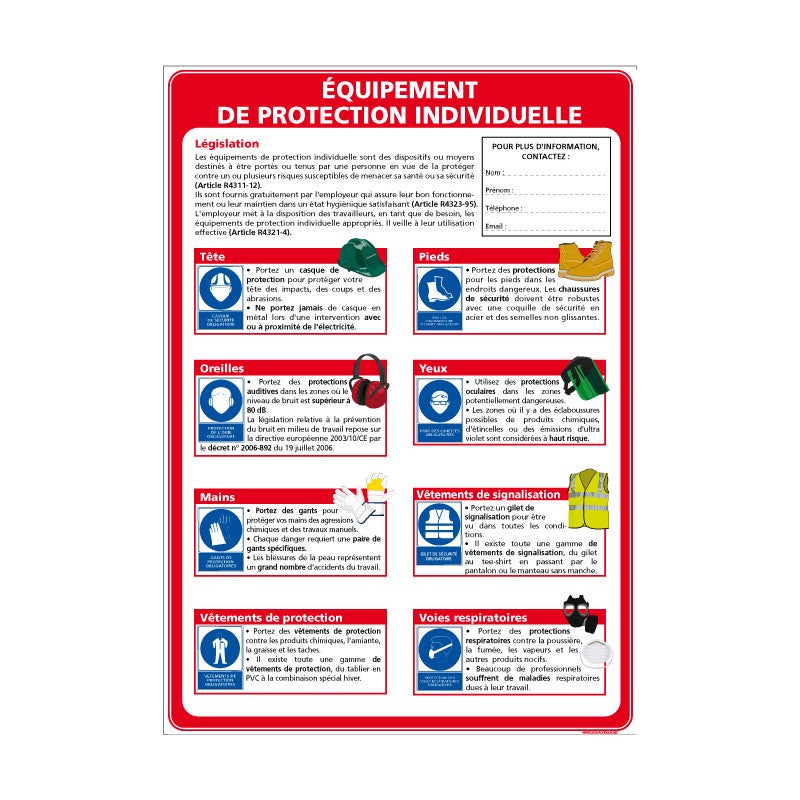 Panneau PROTECTION DES EPI (A0346) 300 x 420 mm Matière Aluminium | Leroy Merlin