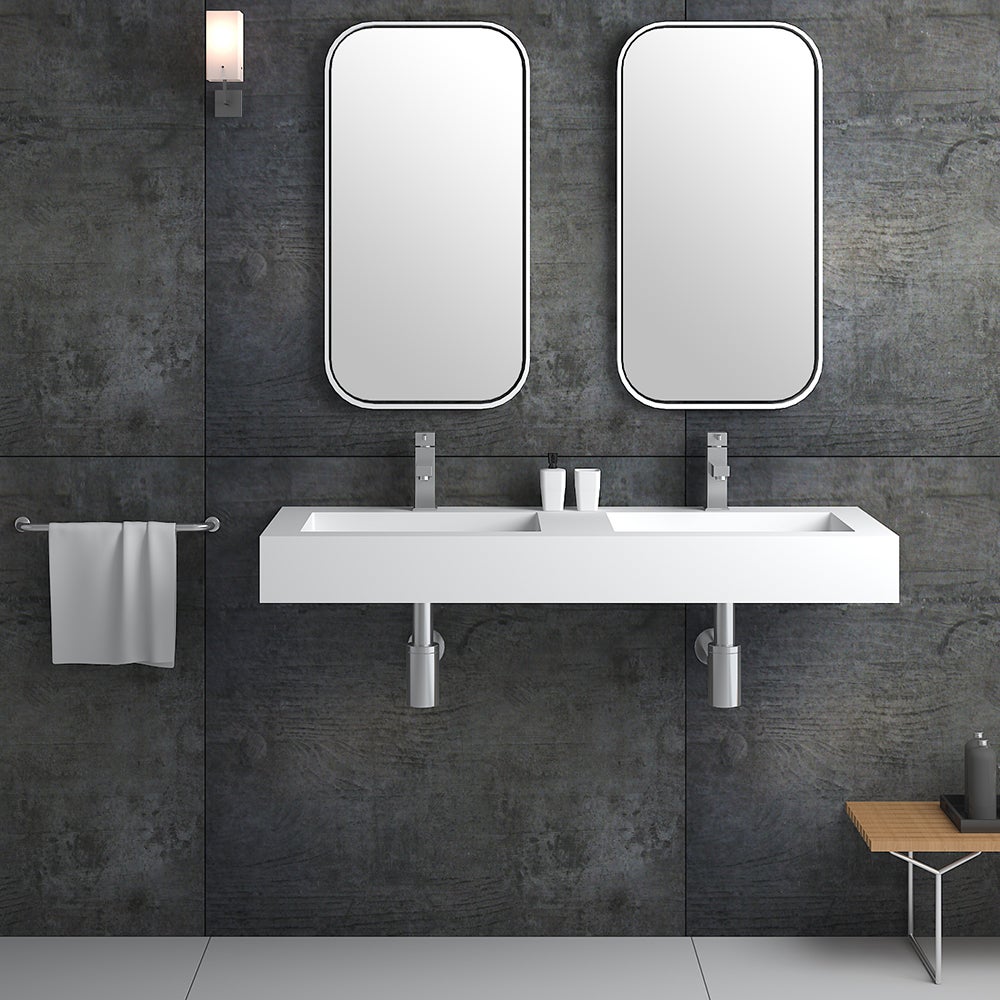 Lavabo mural rectangular Blanco mate - Lodja | Leroy Merlin