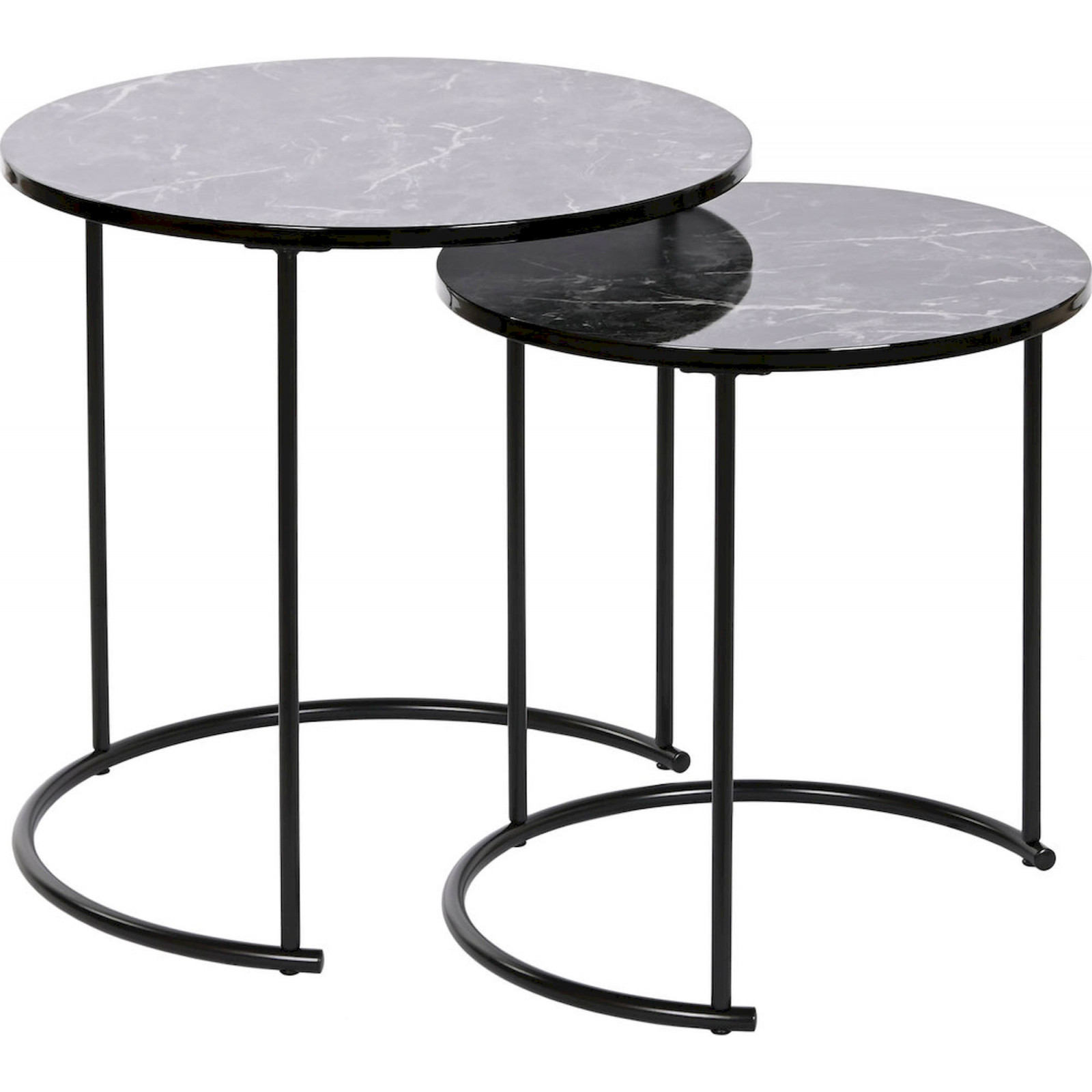 Table gigogne élégance marbre noir et bois 42 x 42 x 44 cm Noir marbre ...