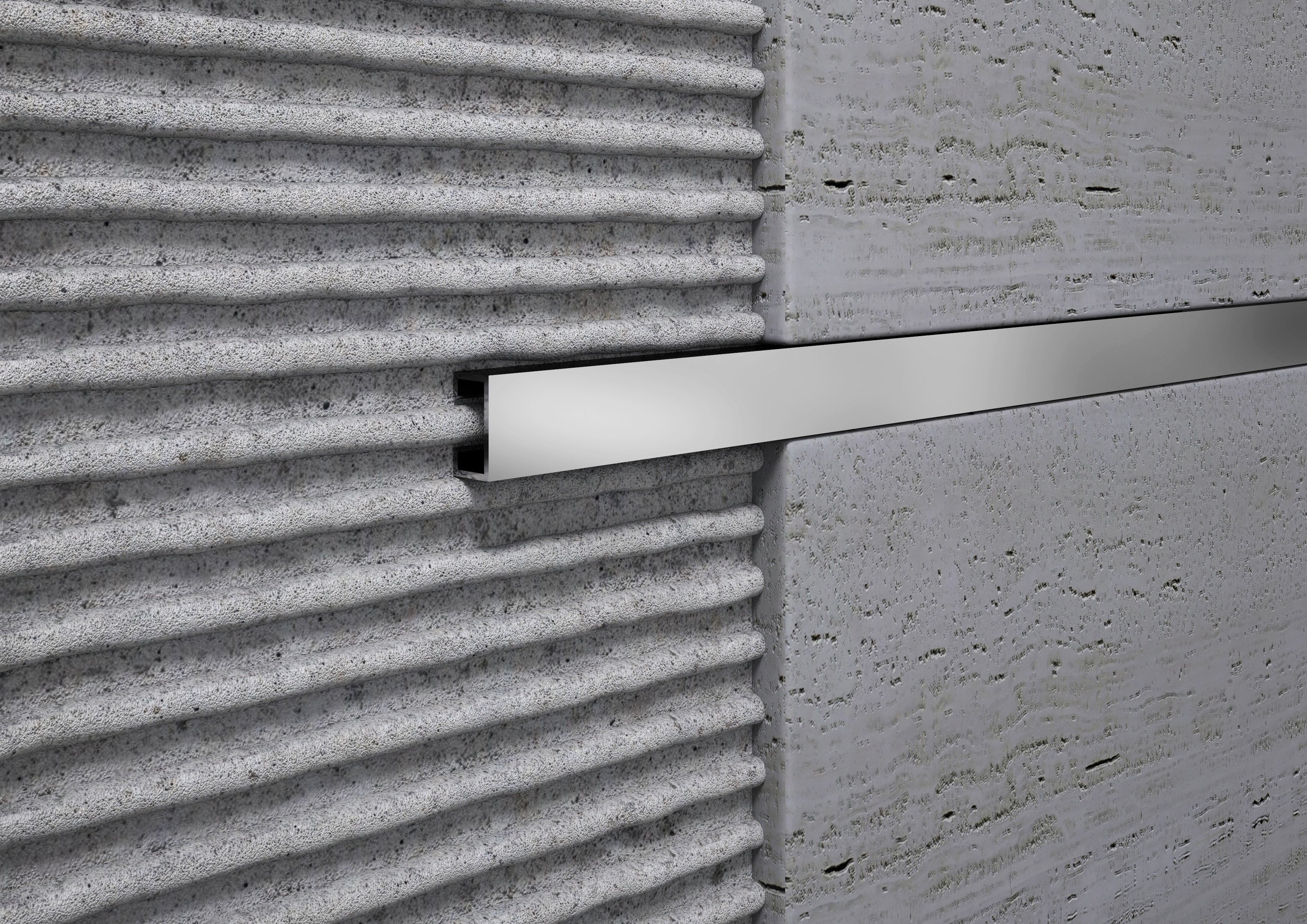 Profilo Listello in ALLUMINIO a vista piatta per piastrelle. Barra 2.5 ...