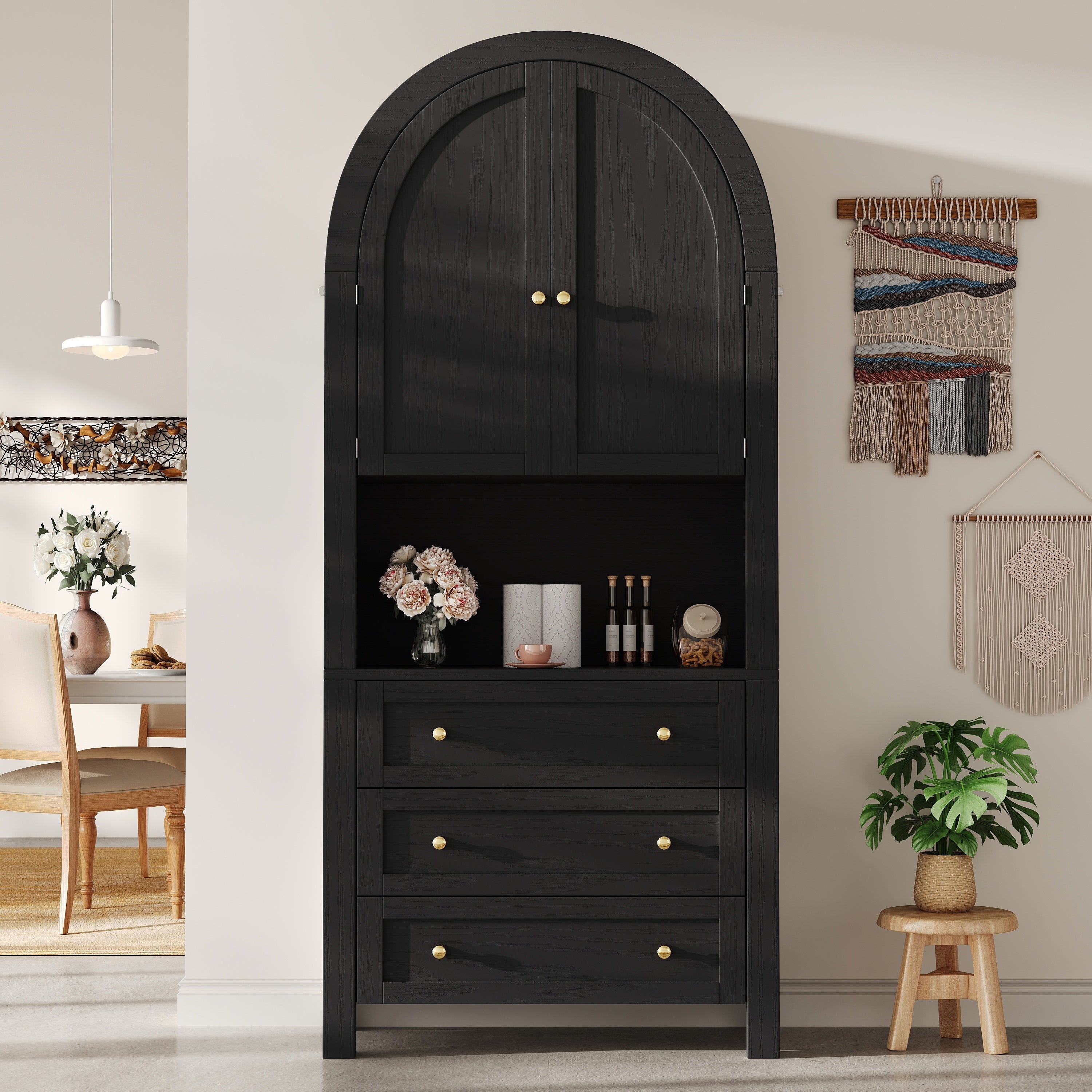 Grand meuble de rangement en arche avec tiroirs & portes – pièce ...