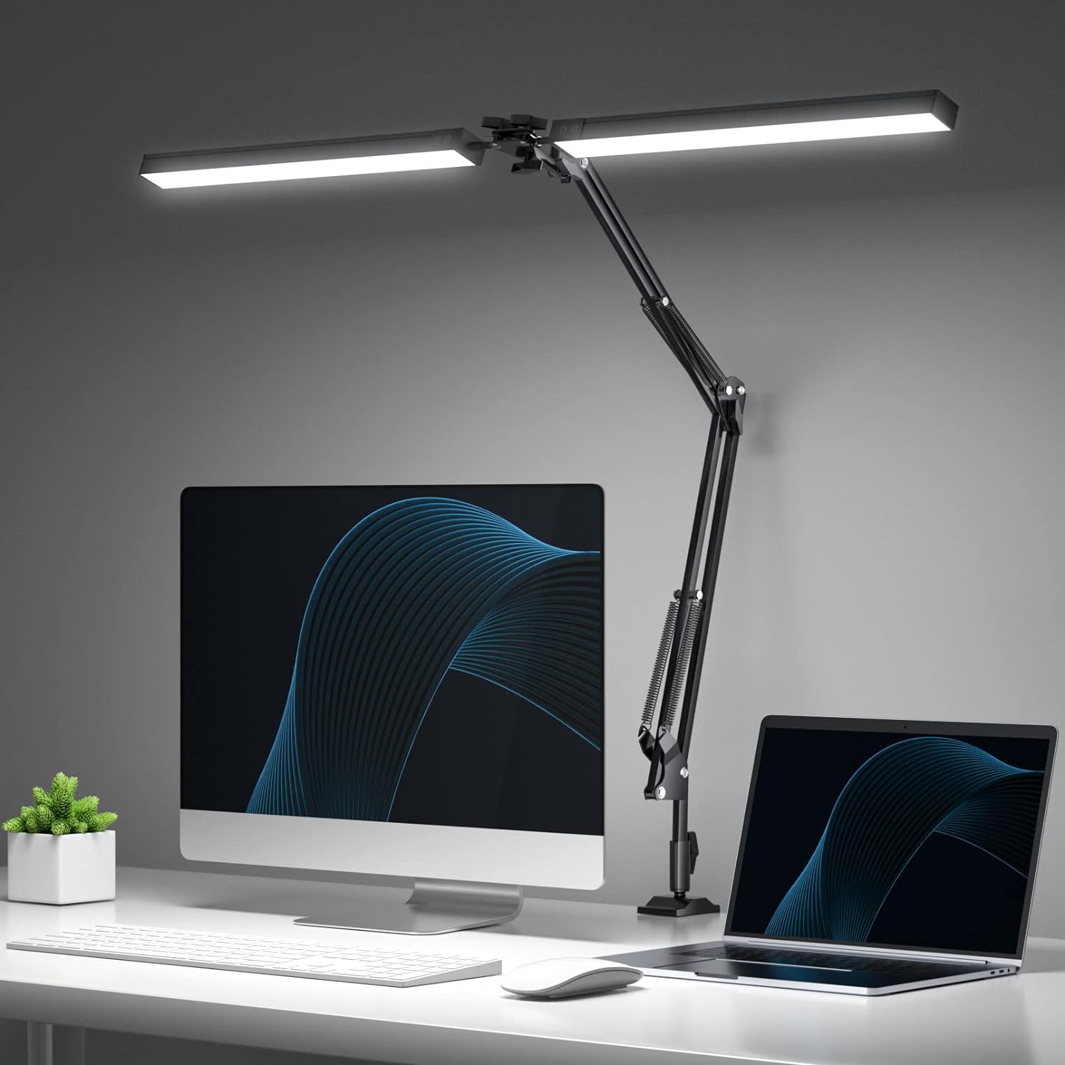 Lampe de Bureau LED à Pince, 24W Lampe de Lecture Architecte à Double ...