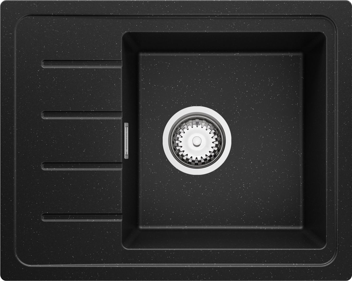 Evier Cuisine en Granit Noir Métallisé 55x44cm, Lavabo 1 bac + Kit de ...