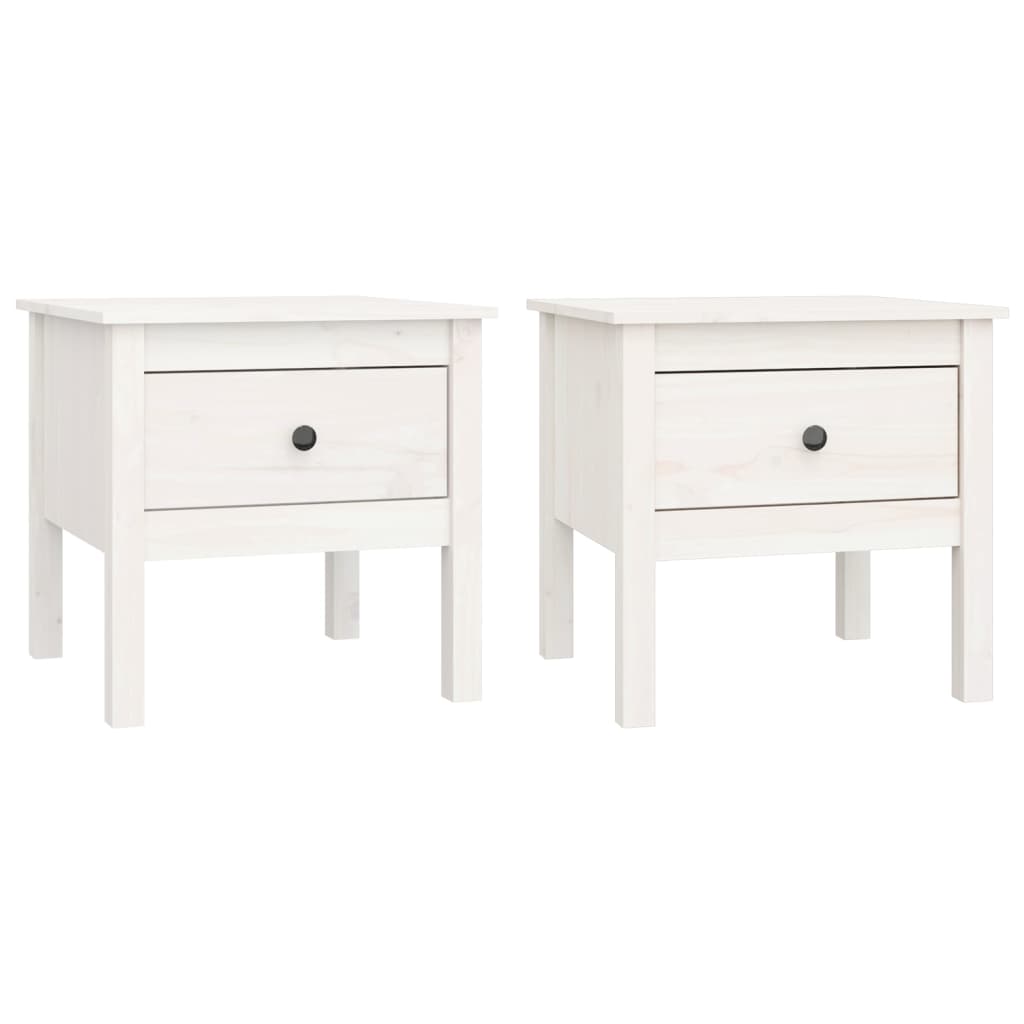 Lot de 2 Tables d'appoint | Bout de canapé | Table Basse Blanc 50x50x49 ...