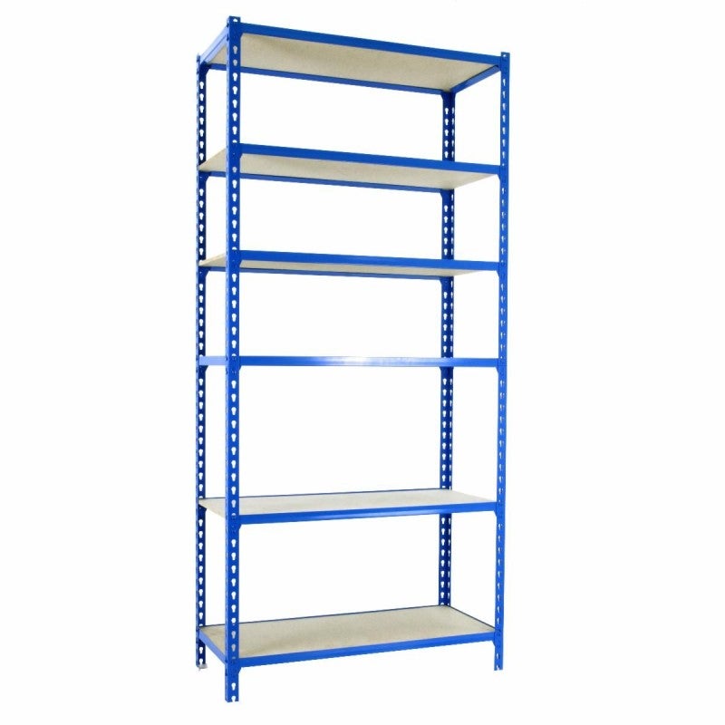 Etagère métallique sans vis et étagères en bois MADERCLICK MINI 6/500 BLEU/BOIS | Leroy Merlin