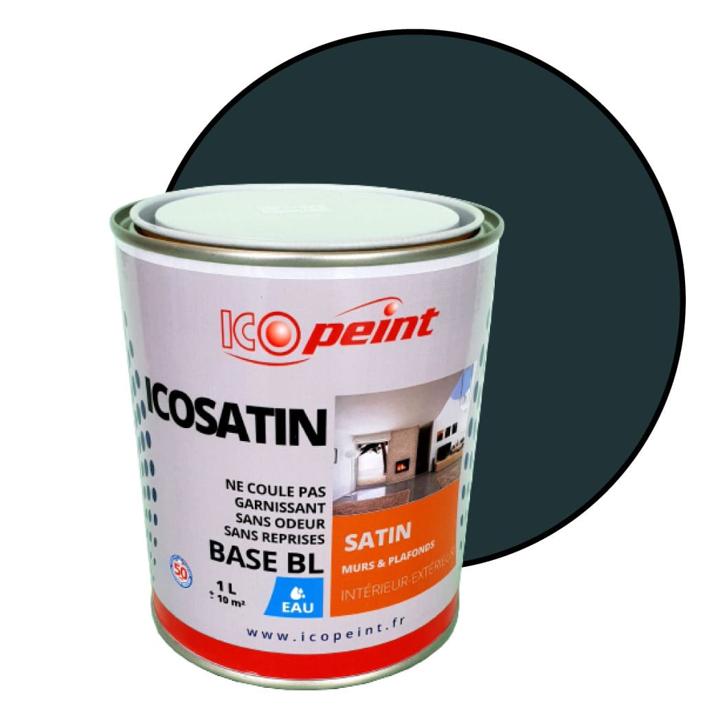 Peinture murs Acrylique Satin Lessivable 1L - ICOSATIN - RAL 5001 Bleu ...