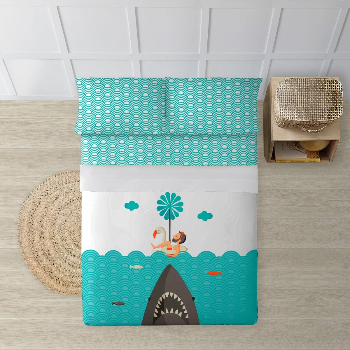 Jeu de draps Decolores Jaws Multicouleur 175 x 270 cm | Leroy Merlin