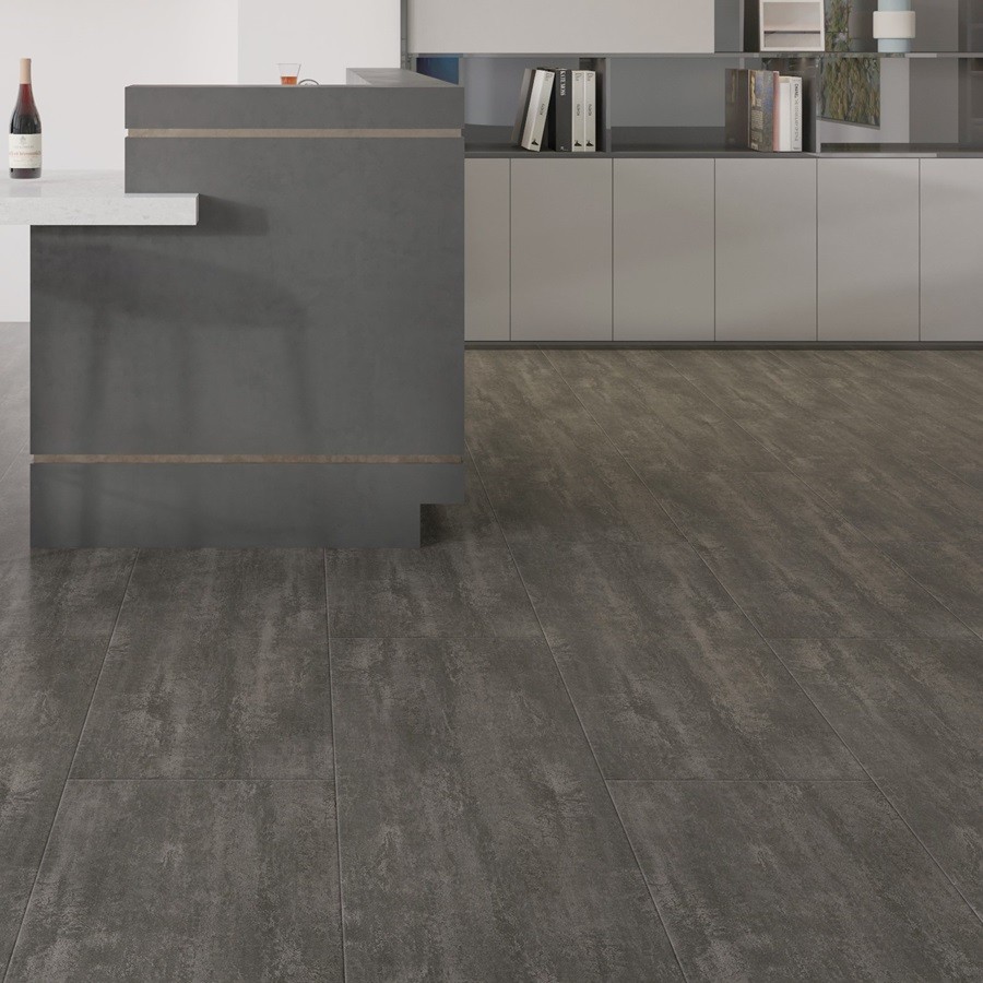 Sol Pvc Clipsable Effet Béton 30,5x61 Cm Stone Marquina | Leroy Merlin