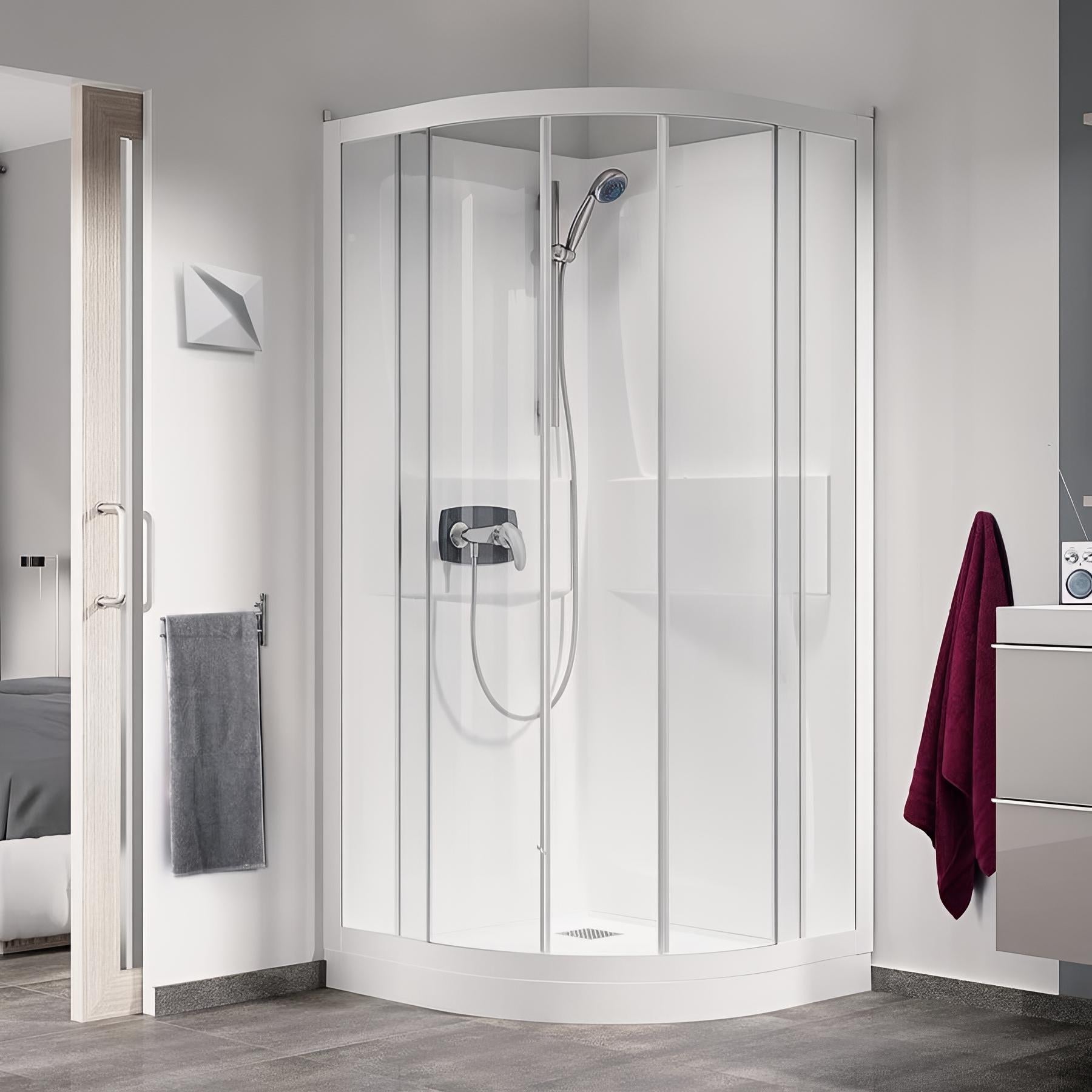 Cabine de douche KINEDO KINEPRIME 80x80 1/4 de rond verre transparent ...