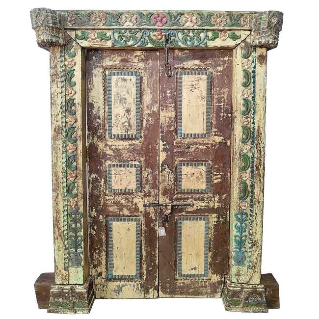 Porte En Bois Marron Avec Finition Artisanale 138x15x215h Cm Leroy Merlin