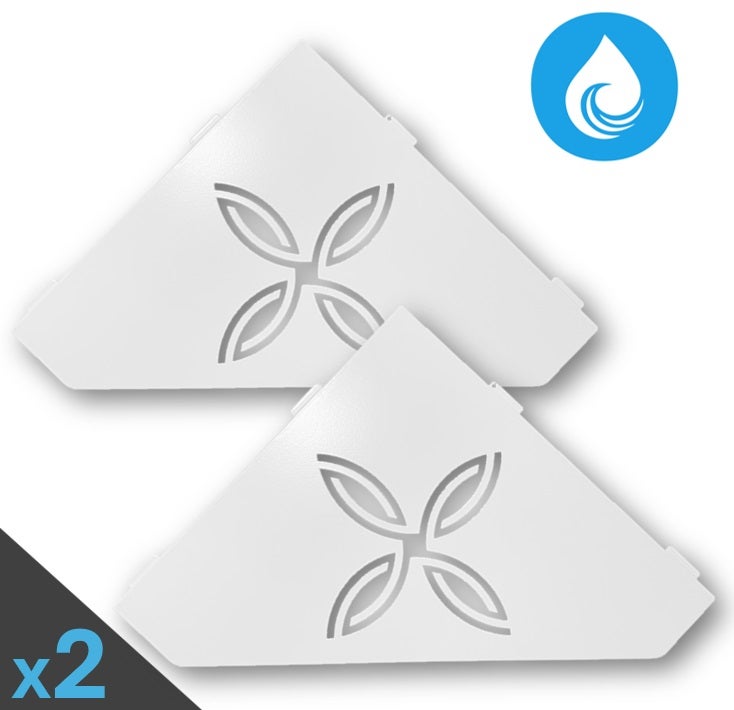 Tablette d'angle murale de douche Floral - Blanc mat - Vendu par 2 ...