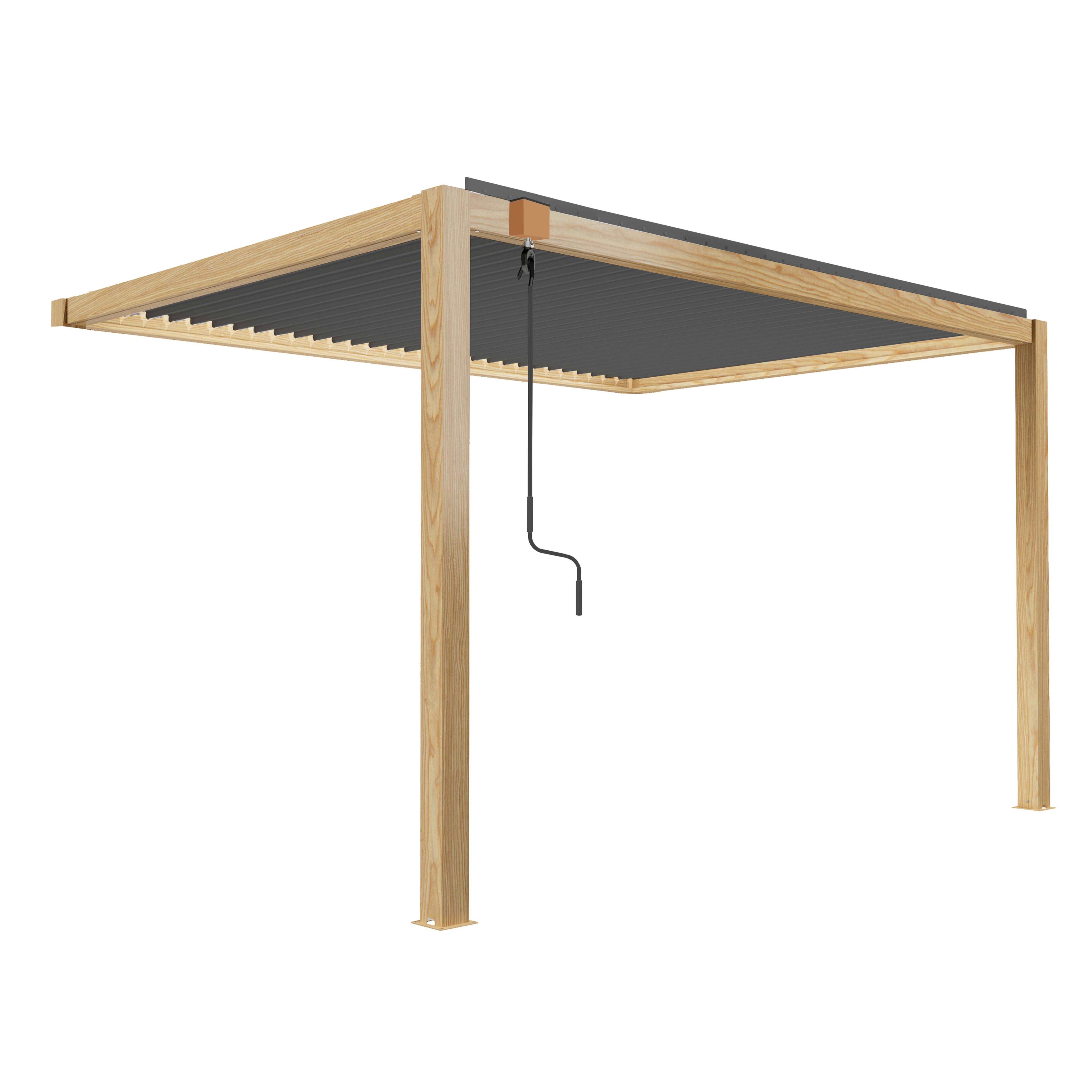 Pérgola bioclimática inclinada 3x4 m en madera con 1 persiana ( 1 store ...