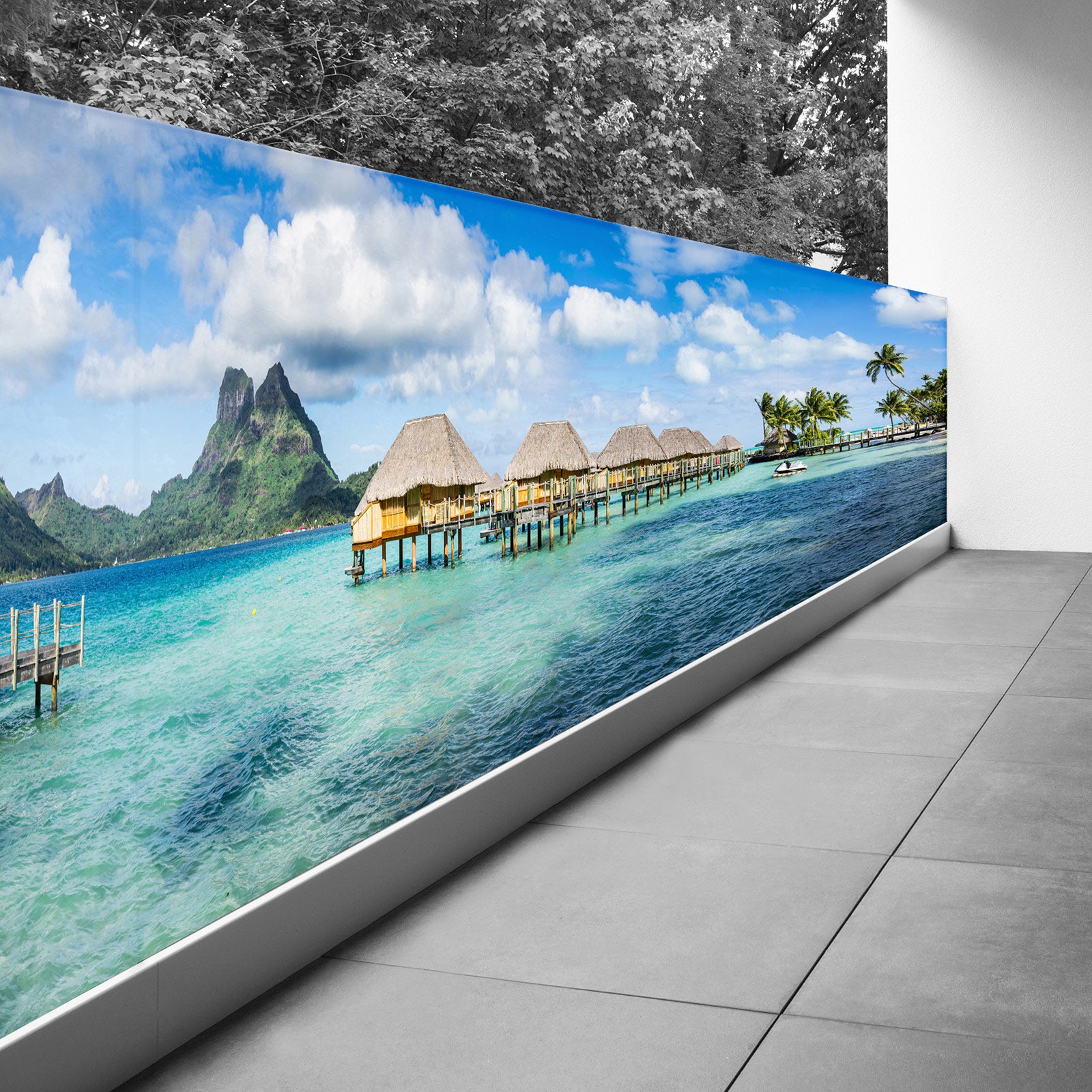 Brise vue Trompe l'oeil - 120x510 cm - Maldives - Bâche 80% d ...