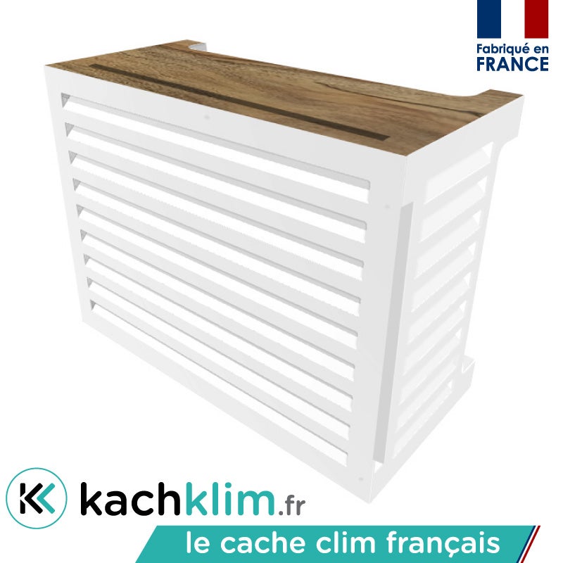 Cache clim GALAXY - BLANC 9016 - EFFET BOIS CHENE (dessus) - L105 x H95 ...