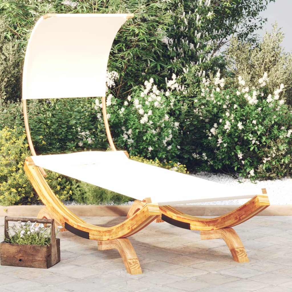 Lit repos avec auvent 100x200x126 cm Bois courbé massif Crème vidaXL ...